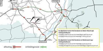Afsluiting A2 leidt tot verkeerschaos: kilometerslange files rond ...